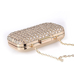 missfiona Womens Hollow Out PU Leather Evening Clutch Grab Bag Formal Occasion Wedding Party Handbag(Nude)