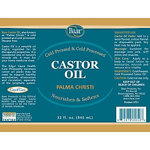 Baar Cold-Pressed, Cold-Processed, Hexane Free Castor Oil, 32 Ounces