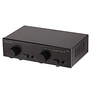 Monoprice 108231 2-Channel A/B Speaker Selector - Black with Volume Control, Built in Independent Volume Controls, Accepts Wire Gauges Up to 14AWG
