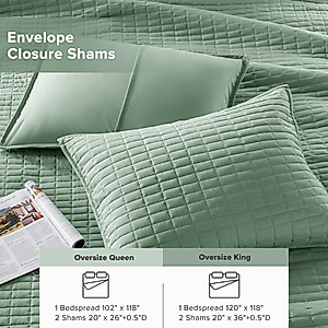 Comfort Spaces Kienna Quilt Set-Luxury Double Sided Stitching Design All Season, Lightweight, Coverlet Bedspread Bedding, Matching Shams, Bedspread King (120"x118"), Seafoam
