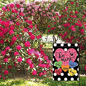 Valentine Garden Flags 28 x 40 Inch Burlap Double Sided House Garden Flag for Outdoor Lawn Yard Holiday Spring Seasonal Flags for Outdoor Decorations, Couple Love Banner Party Decorations House Flag