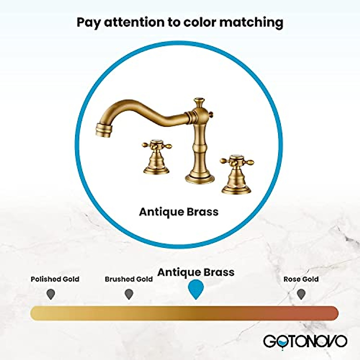 gotonovo 3-Hole Widespread Bathroom Faucet Double Cross Handle Mixer Tap for Bathroom Sink Deck Mount Hot Cold Water Matching Pop Up Drain with Overflow Antique Brass Victorian Spout