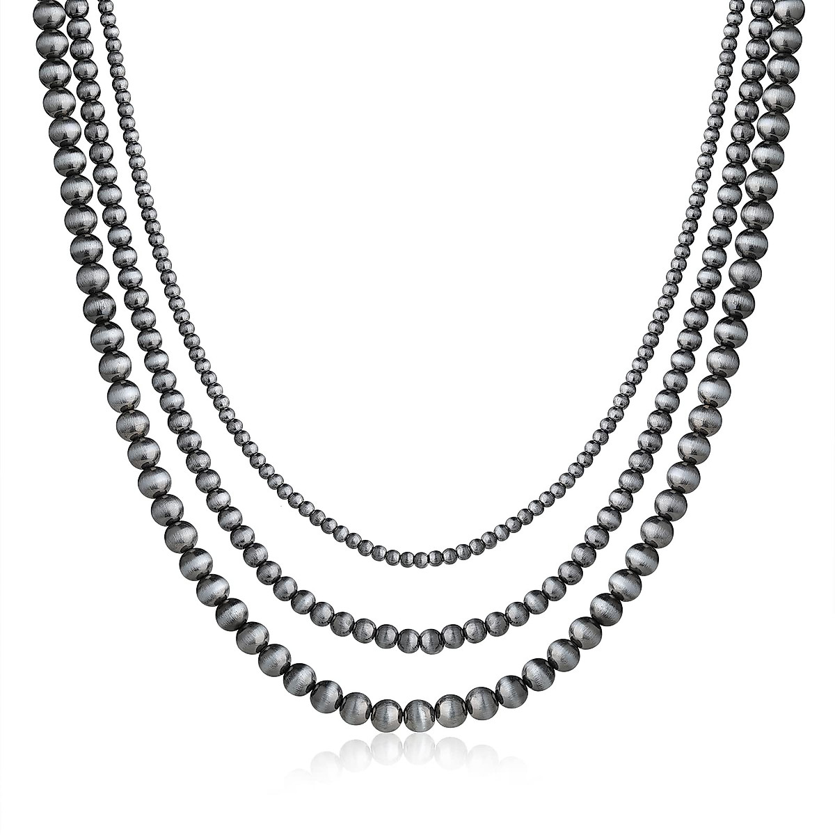 CHISOONBANNER Western Jewelry Navajo Pearl Necklace for Women Beaded Necklace Boho Vintage Choker (4mm+6mm+8mm)