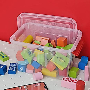 Easymanie 6 Pack 3 Qt Mini Plastic Storage Box Bin with Handle