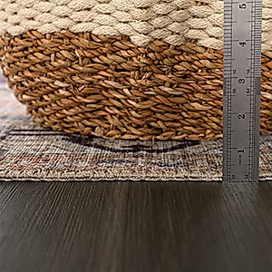 Bloom Rugs Washable 3x5 Rug - Orange/Blue/Beige Traditional, Distressed Area Rug for Living Room, Bedroom, Dining Room and Kitchen - Exact Size: 3' x 5'