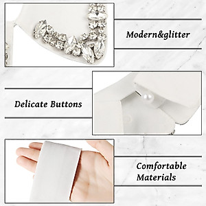 Geyoga Rhinestones Collar 2 Pieces Dickey Collar Fake Collar for Women Detachable Collar Choker White Black (Classic Style)