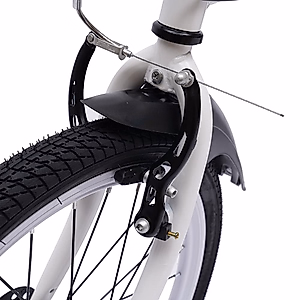 GMSLuu Adult Folding Bike, 20-inch Wheels with 7-Speed Drivetrain, Carbon Steel Frame Bike for Women and Men, Lightweight Bicycle for Work School, White Portable Camping Bicycle