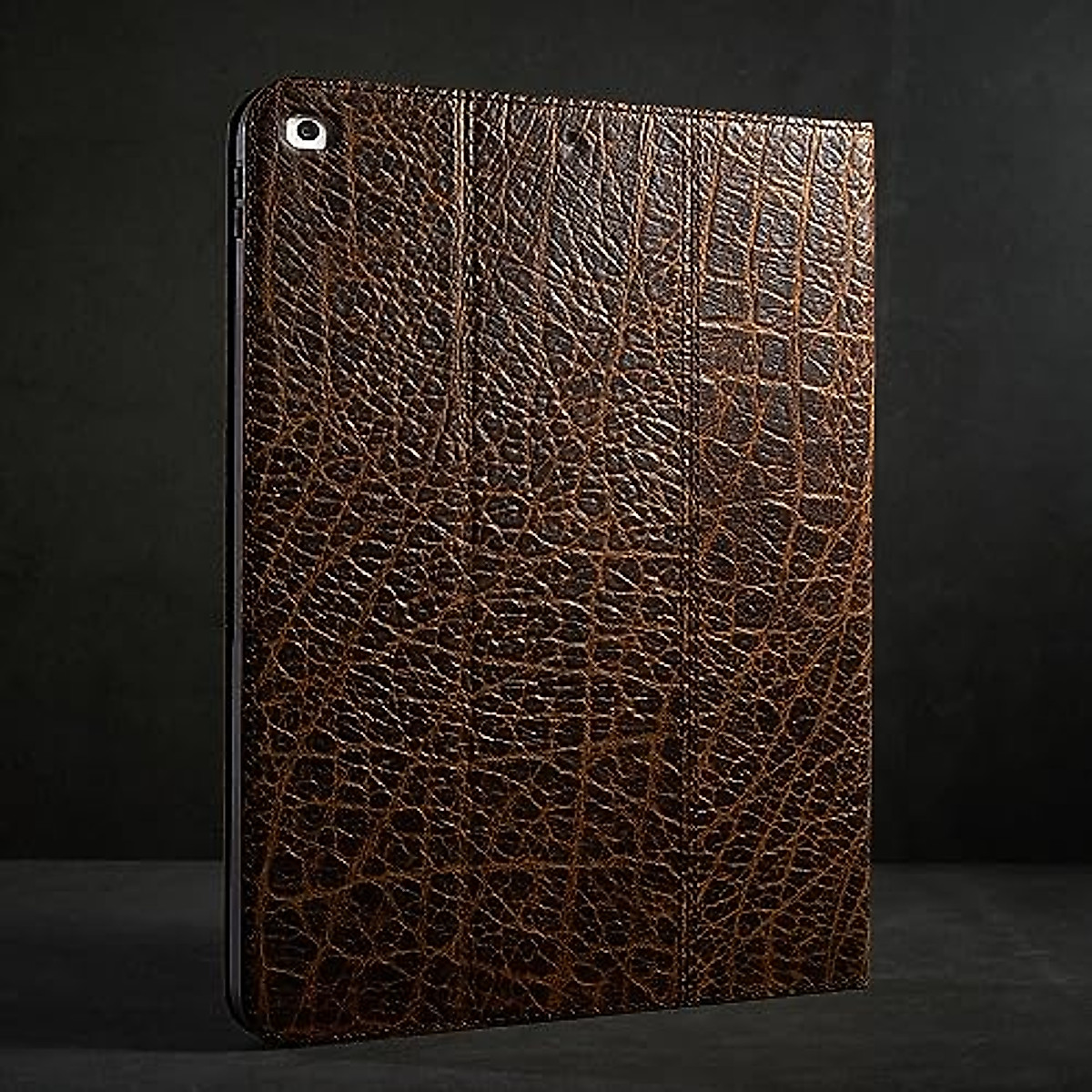 Gexmil Case for iPad 9.7 Inch,6th/5th Generation(2018/2017)-iPad Air 2/1 Gen. Genuine Leather Cover Anti Fingerprint/Slip,Cowhide Folio Cover Auto Sleep/Wake with Adjustable Stand,Buffalo Pattern