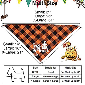 ADOGGYGO Halloween Dog Bandanas, Classic Plaid Dog Scarf Bib, Premium Cotton Fabric, Multiple Sizes Offered, Halloween Bandanas for Small Medium Dogs Pets (Small, Halloween)