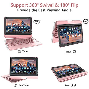 Touch Keyboard for All-New Kindle Fire HD10 Tablet&Fire HD10 Plus(Only Compatible 11th Generation,2021 Release) 10.1"-360° Rotatable Touchpad Keyboard Case,Thin&Protective for Fire HD10 Tablet(2021)