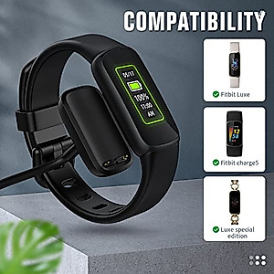 TiMOVO [1-Pack Charger Cable for Fitbit Charge 6/ Luxe/Charge 5/ Luxe SE Fitness Tracker, Magnetic USB Charging Cable,3.3FT Replacement Charging Power Cable Cord for Charge 5/Luxe Smartwatch, Black