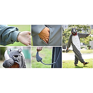 WOTOGOLD Animal Cosplay Costume Rhinoceros Unisex Adult Pajamas Gray