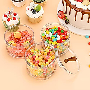 BSTKEY 3 Tier Decorative Round Storage Jars with Lids, Clear Stackable Snack Containers Candy Jar Bathroom Canister, Kitchen Storage Organization for Cookie, Dry Foods, Nuts, Coffee Bean