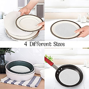 4 Sizes, 50 Pack Felt Plate Storage Divider for China/Glass/Pots White Large Thick and Soft Plate Separator Storage for Protecting and Stacking Porcelain Chinaware