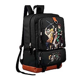 Zusvus Anime Backpack Laptop Bag Student School Book Bag Large Capacity Multipurpose Casual Travel Daypack Black