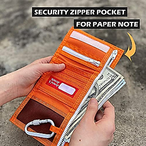 Rough Enough Kids Wallet for Boys Girls Teen with Neck Lanyard Keychain Canvas Bright Orange