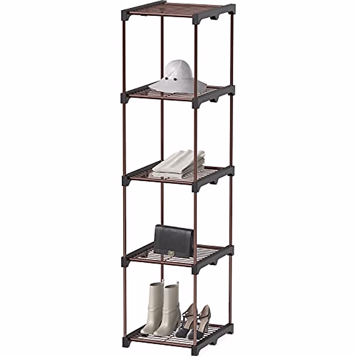Simple Houseware Storage Shelves Multipurpose 5-Tier Freestanding Closet Organizer Kitchen Tower Rack, Bronze