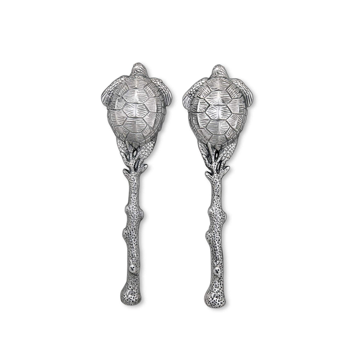 Arthur Court Salad Servers Sea Turtle Metal Pair Ocean Coastal Table 2 pieces Cast Aluminum 11.5 inch Long