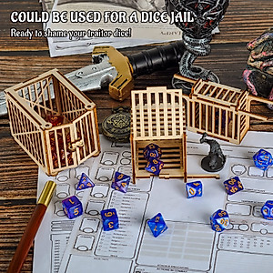 DND Dungeon Prison Cage Miniatures Set of 3 Wood Dice Jails 28mm Fantasy Terrain for Dungeons & Dragons, Warhammer, Pathfinder and Tabletop RPG