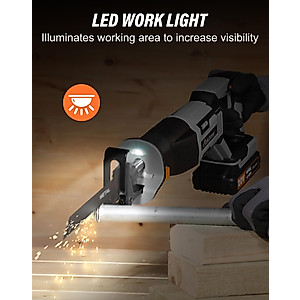 AVID POWER Reciprocating Saw, 20V Cordless Reciprocating Saw with Two 2.0Ah Batteries and Charger, 6 Saw Blades, Variable Speed, Battery Powered Saw for Woods/Metal/Plastic Cutting （Red）