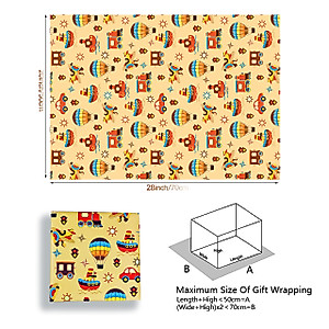 Dtiafu Car Wrapping Paper for Boys Kids Men - 10 Sheets Folded Flat Kraft Wrapping Paper - Nautical Boat/Anchor/Truck/Car/Train Gift Wrap for Birthday Baby Shower - 20 x 28inch Per Sheet