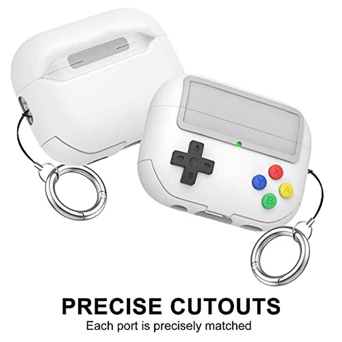 Silicone Airpods Pro 2 Case, Game Player Design for Airpods Pro 2 Case 2022, Soft Silicone Protective Case Skin for Apple Airpods Pro 2nd/1st Generation Accesssories with Keychain for Men Women, White