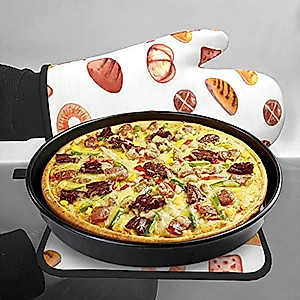 Zeraoke Painted Bread Oven Mitts and Pot Holders Sets of 2, Farmhouse Pot Holders for Kitchen, Funny BBQ Gloves Heat Resistant Hot Pad Kitchen Gloves for Cooking Baking Grilling
