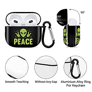 Alien Peace UFO Printed Bluetooth Earbuds Case Cover Compatible for Airpods 3 Protective Storage Box with Keychain