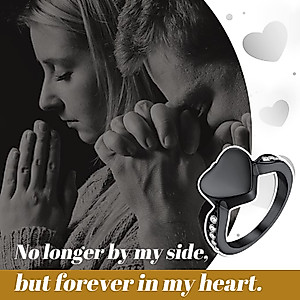 KeyStyle Heart Cremation Urn Rings For Women, Stainless Steel Heart Memorial Ring Size 8
