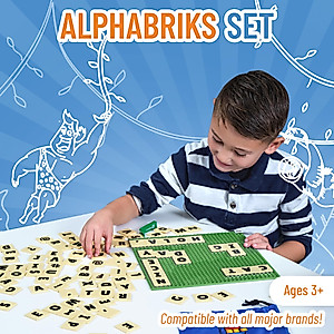Strictly Briks Compatible with Lego AlphaBriks and 10x10 Green Baseplate, 100 Pieces, 2x2 Alphabet Letter Bricks, Easy to Remove, Fun and Educational Tool, 100% Compatible with All Major Brands