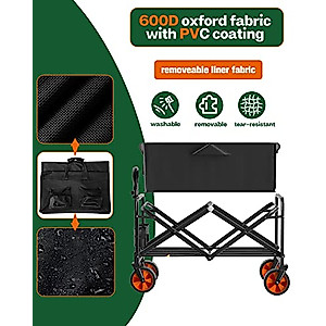 LOGARD Collapsible Folding Wagon,Heavy Duty Utility Beach Wagon Cart,Outdoor Camping Wagon