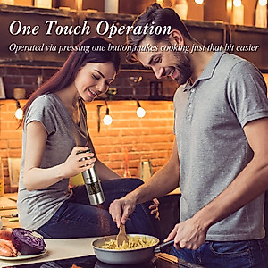 SIMPLETASTE Electric Salt and Pepper Grinder Set, Automatic One Handed,Stainless Grinders with Lights and Adjustable Coarseness,Battery Operated