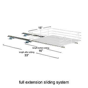Household Essentials 1516-1 Glidez Undersink Sliding Organizer | Pull Out Cabinet Shelf | White | 15-Inch