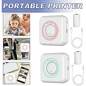 LPSHGK Instaproud - Portable Sticker Printer, Instaproud Portable Sticker Printer, Resin Instant Sticker Printer, Mini Pocket Thermal Printer, Wireless Bluetooth Photo Printer (Pink-B Set)