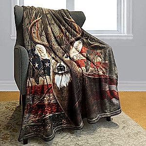 YISUMEI Deer Blanket American Flag Elements Throw Blanket Great Gifts for Boys Adults (50x60 Inches)