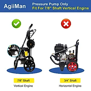 AgiiMan Pressure Washer Pump - 7/8" Shaft Vertical Replacement Power Washer Pump Rebulid Kit 2.5 GPM, 3000 PSI Troy Blit Srmw22g26 Pump Accessories Fit Craftsman, Honda, Ryobi