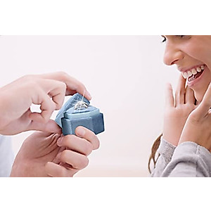 BLUTETE Hexagon Velvet Double Slots Ring Heirlooms Box Engagement Ring Box Proposal Box Ring Display Holder (Blue Ocean)