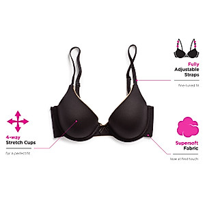 Maidenform Women's Comfort Devotion Demi Bra, Latte/Black,36C US