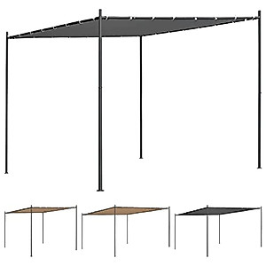 vidaXL Gazebo with Slanted Roof Garden Outdoor Sunshade Patio Party Tent Camping Canopy Wedding Marquee Pavilion Sun Shelter Beige 0.6 oz/ft²