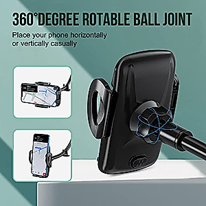 Windshield Car Phone Mount, Gooseneck Cell Phone Holder Car Window, Universal 360 Degree Rotation Long Arm Windscreen Suction Cup Cradle Flexible with Anti-Shake Stablier for iPhone, Samsung Galaxy