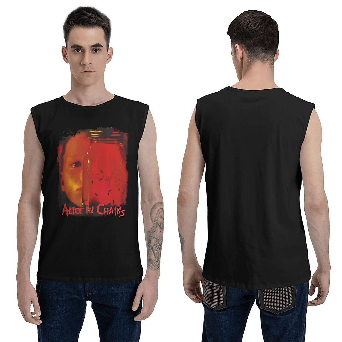 Mens American Rock Band Alice Music in Chains Tank Tops,Summer Muscle Quick Dry Crewneck Sleeveless Shirt,Graphic Undershirts Vest for Men Gym Training Black XX-Large Tank Top