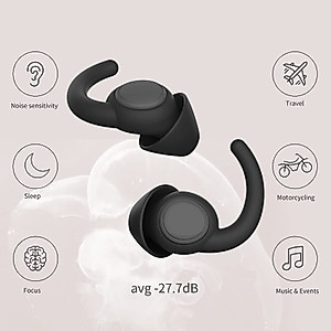 WUTAN Ear Plugs for Sleeping Noise Cancelling 14-38dB, Comfortable Soft Reusable Silicone Ear Plugs Noise Reduction Earplugs for Sleep, Snoring, Concert, Work, Travel