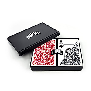 Copag 1546 Design 100% Plastic Playing Cards, Bridge Size (Narrow) Red/Black Double Deck Set (Jumbo Index)