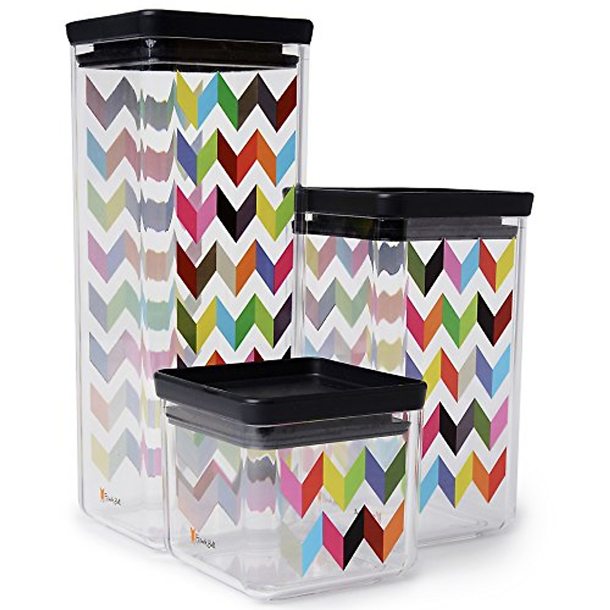 French Bull Ziggy Plastic BPA Free Leak-Proof Cereal and Dry Food Storage Container with Lid-Pantry, Kitchen, Snacks, Airtight, Stackable, Organization, 3 Piece Set