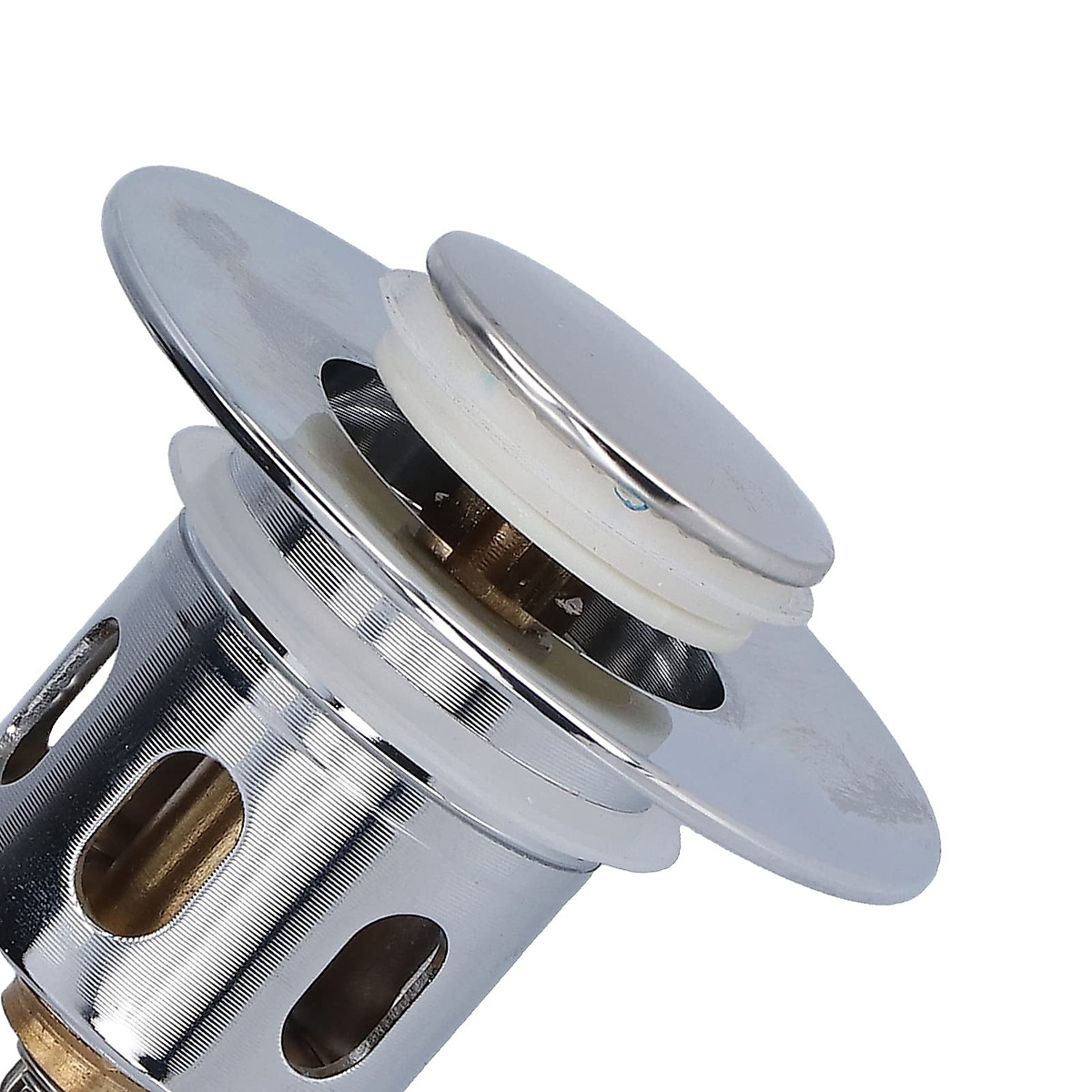 Wash Basin Bounce Drain Filter, Stainless Steel Press Type Bathroom Sink Drain Stopper Plug, Bathroom Bathtub Sink Draining Water Accessories