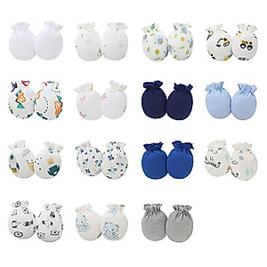 Adeimoo Baby Cotton Gloves Infant Toddler No Scratch Mittens for Little Boys Girls (20 Pairs Mixed Color)