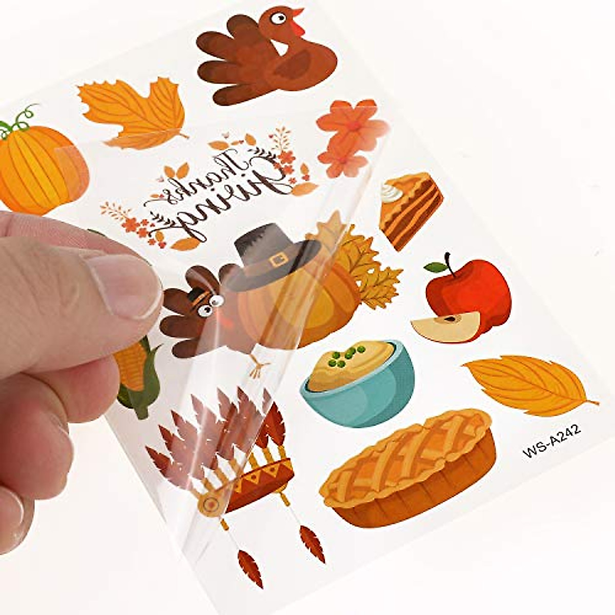 Konsait 130PCS Thanksgiving Tattoo,Thanksgiving Fall Autumn Leaves Tattoos Turkey Day Accessories Autumn Harvest Maple Festival Seasonal Decorations for Kids Girls Boy Gift