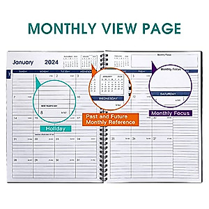 UtyTrees Calendar 2023 Planner - January 2023 - June 2024 Calendar Planner, 7.6" x 10.2", A4 2023 Calendar Planner, 18 Month Planner, with Double-Sided Storage Pocket, Premium Thick Paper, Black