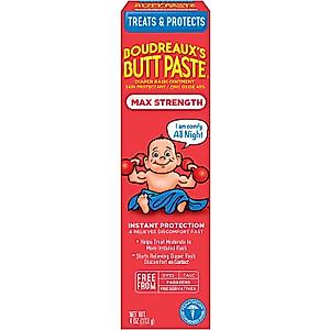 Boudreaux's Butt Paste Maximum Strength Diaper Rash Cream, Ointment for Baby, 4 oz. Tube, (Pack of 1)