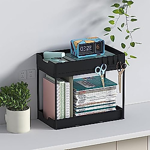 2 Pack Double Sliding Under Sink Organizers and Storage, Two Tier Bathroom Storage and organization, Under Cabinet Organizer with Hooks Hanging, Home Organization, Black